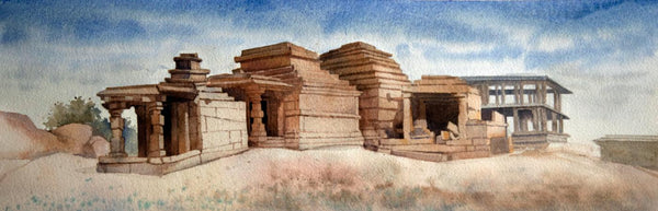Hampi Temple Complex In Karnataka - Painting Of India by L N Taskar ...