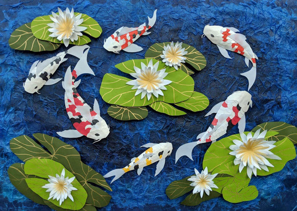 Koi Fish Pond - Prosperity Symbol - Feng Shui Collage Print by Roselyn ...