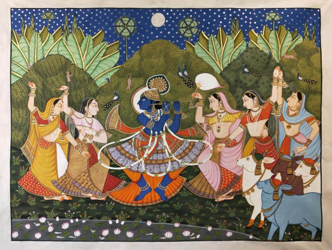 Krishna With Gopis - Raas Leela - Pichwai Painting - Posters by ...