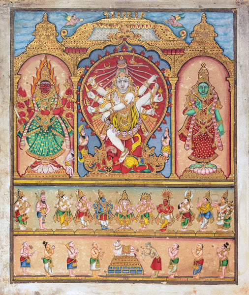 Nataraj Shiva Tiruvalangaduy - Mysore Painting - Vintage Indian Art ...