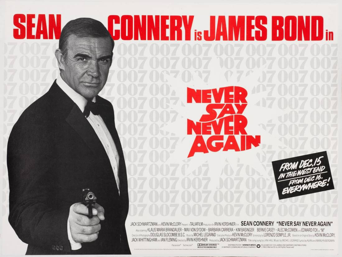Never Say Never Again - Sean Connery - James Bond Movie Poster ...