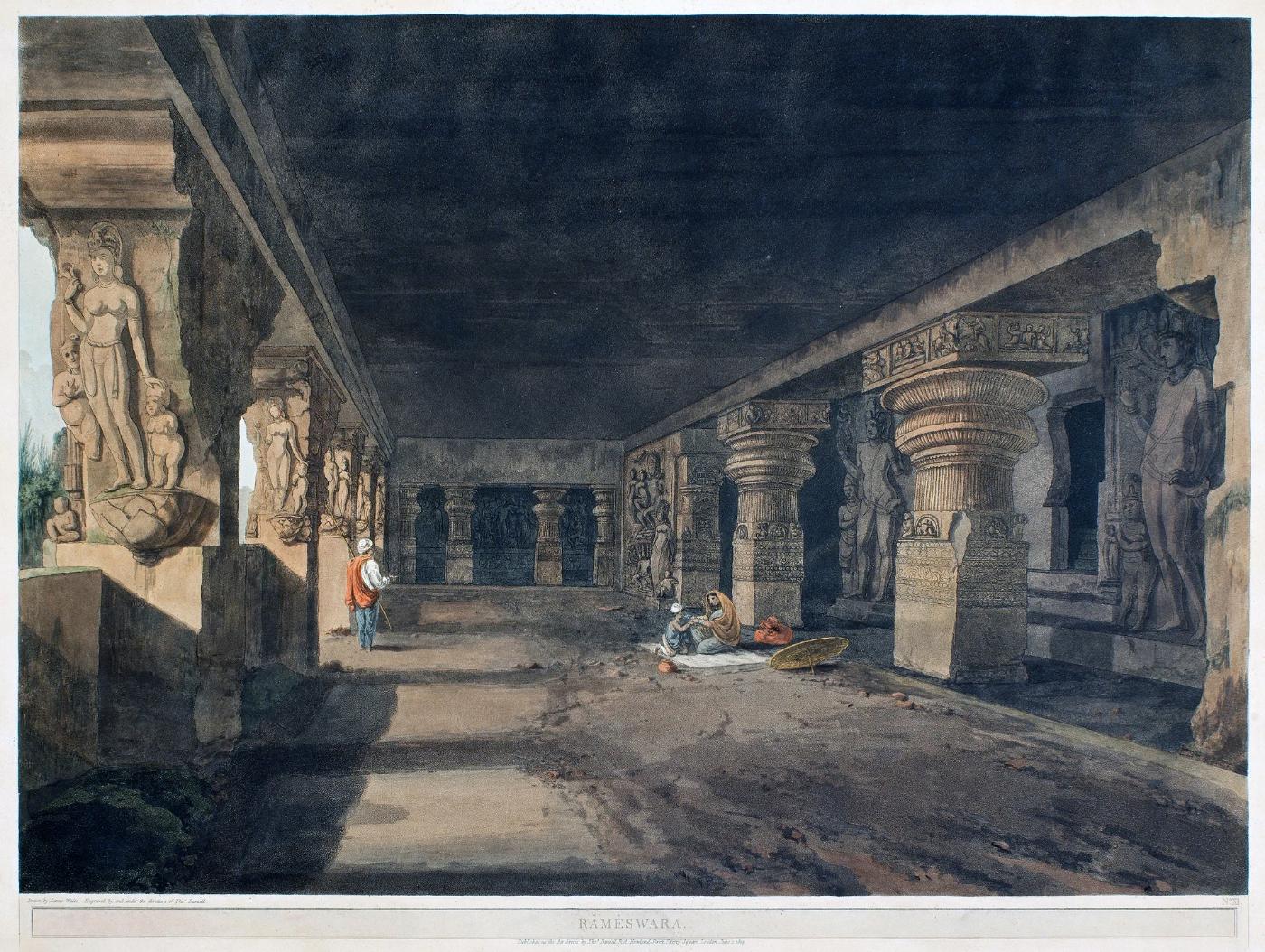 Rameshwaram - Thomas and William Daniell - c1804 - Vintage Orientalist Aquatint of India ...