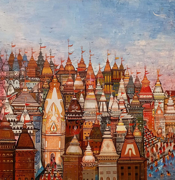 Temples And Ghat Of Varanasi Benaras - Spiritual Painting Of India by L ...