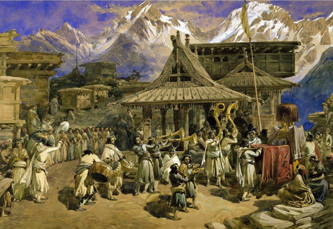 Worship Of Devi At Kothi In Himachal - William Simpson - c1860 Vintage ...