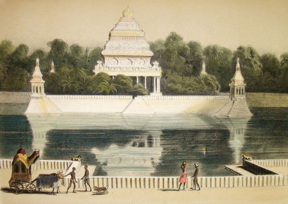 A Temple In Mathura - Trayer 1841 - Vintage Orientalist Painting of ...