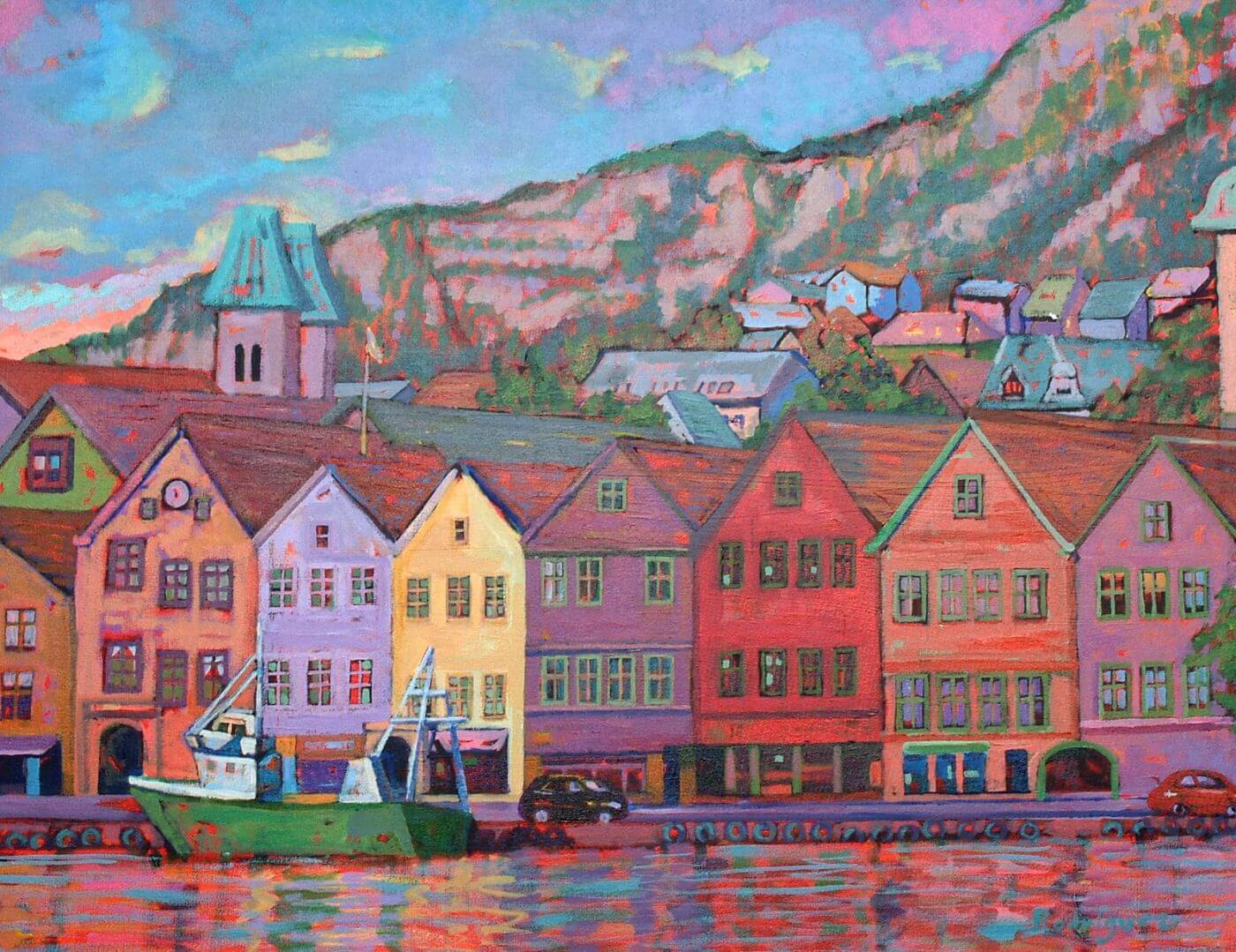 Bergen (Bryggen) Norway Painting - Art Prints by Tallenge Store | Buy ...