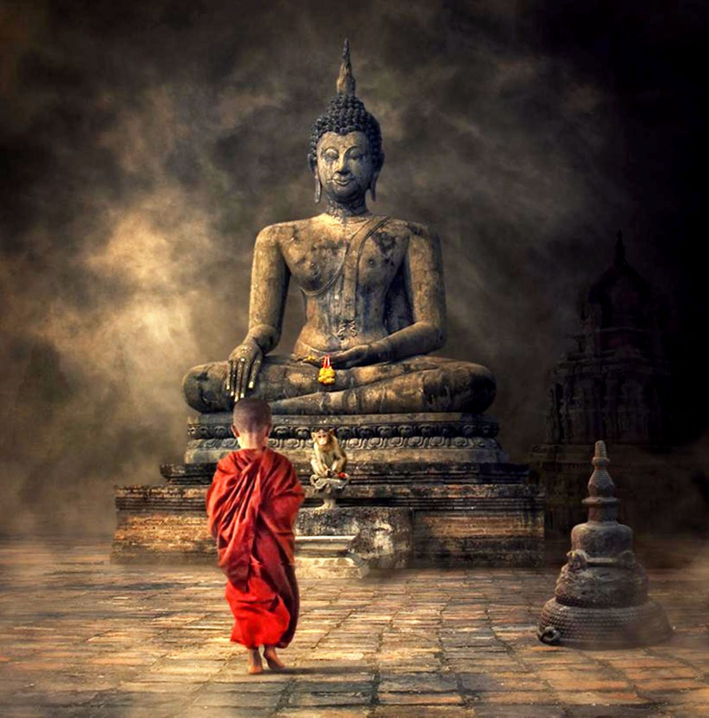 Fantasy Art -Young Monk And The Buddha - Posters by James Britto | Buy ...
