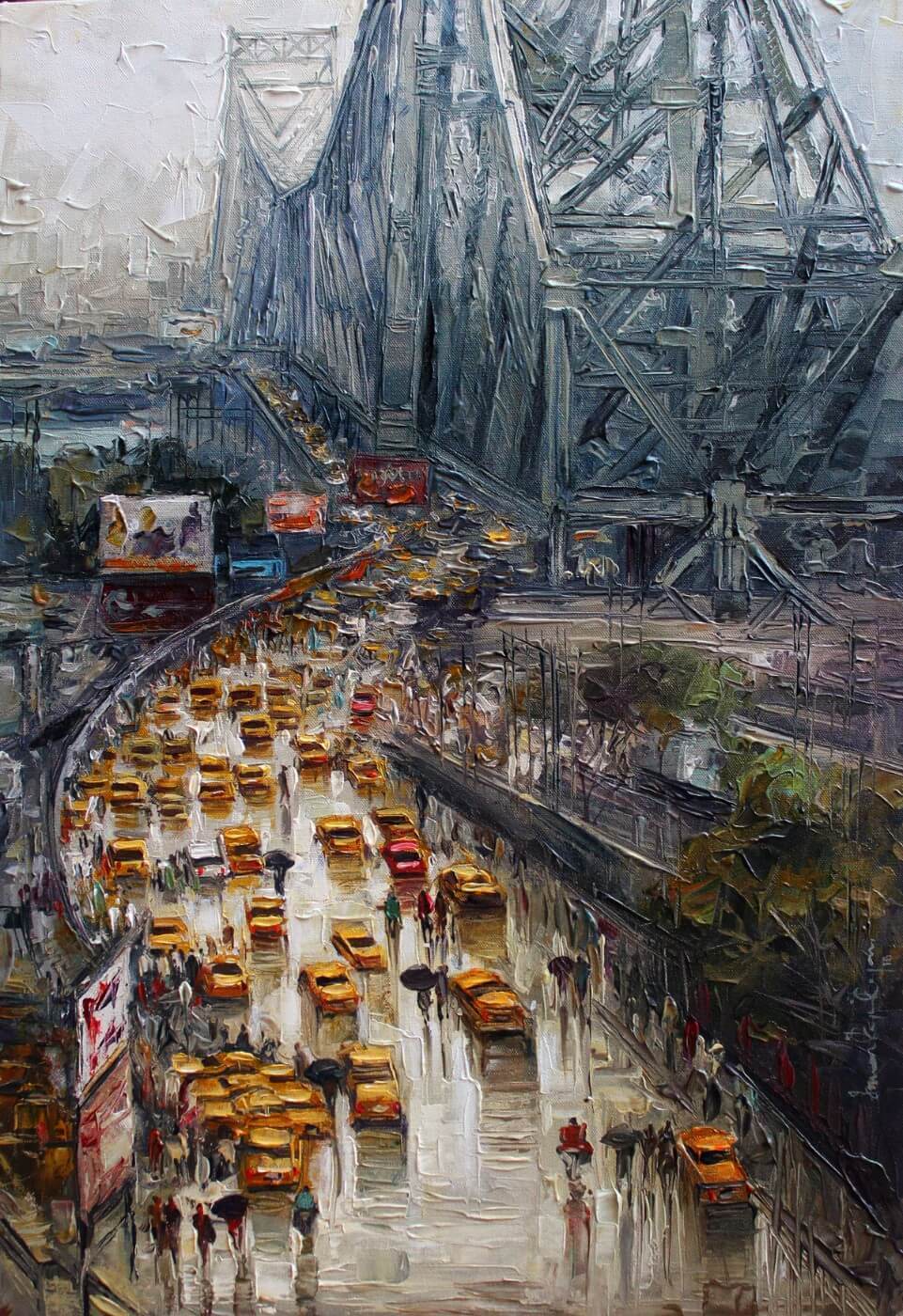 Howrah Bridge Bumper To Bumper - Art Prints by Sarah | Buy Posters ...