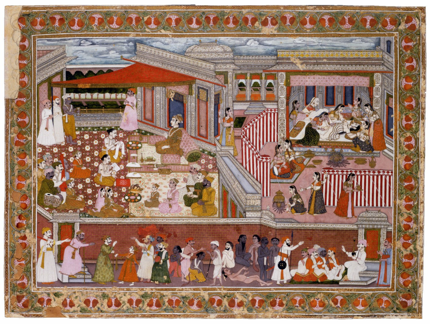 Indian Miniature Art - Mughal Painting - Birth in a Palace - Posters by ...