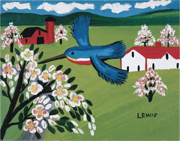 Kingfisher and Apple Blossom - Maud Lewis - Folk Art Bird Painting by ...