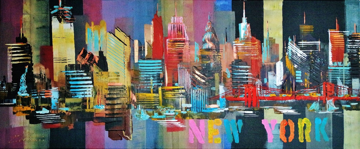 New York City Skyline Abstract Art Manhattan Skyline New York City At
