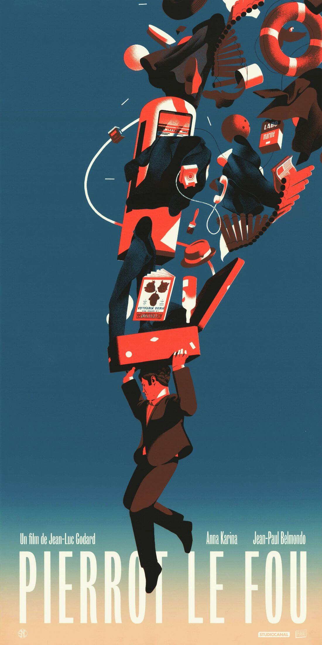 Pierrot Le Fou - Jean-Luc Godard - French New Wave Cinema - Graphic ...