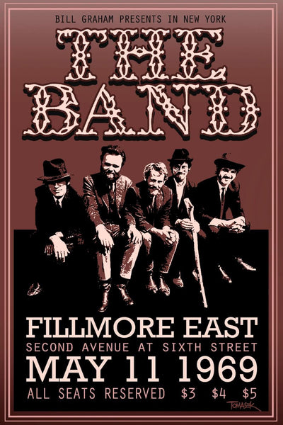 Retro Vintage Music Concert Poster - The Band At Fillmore East ...