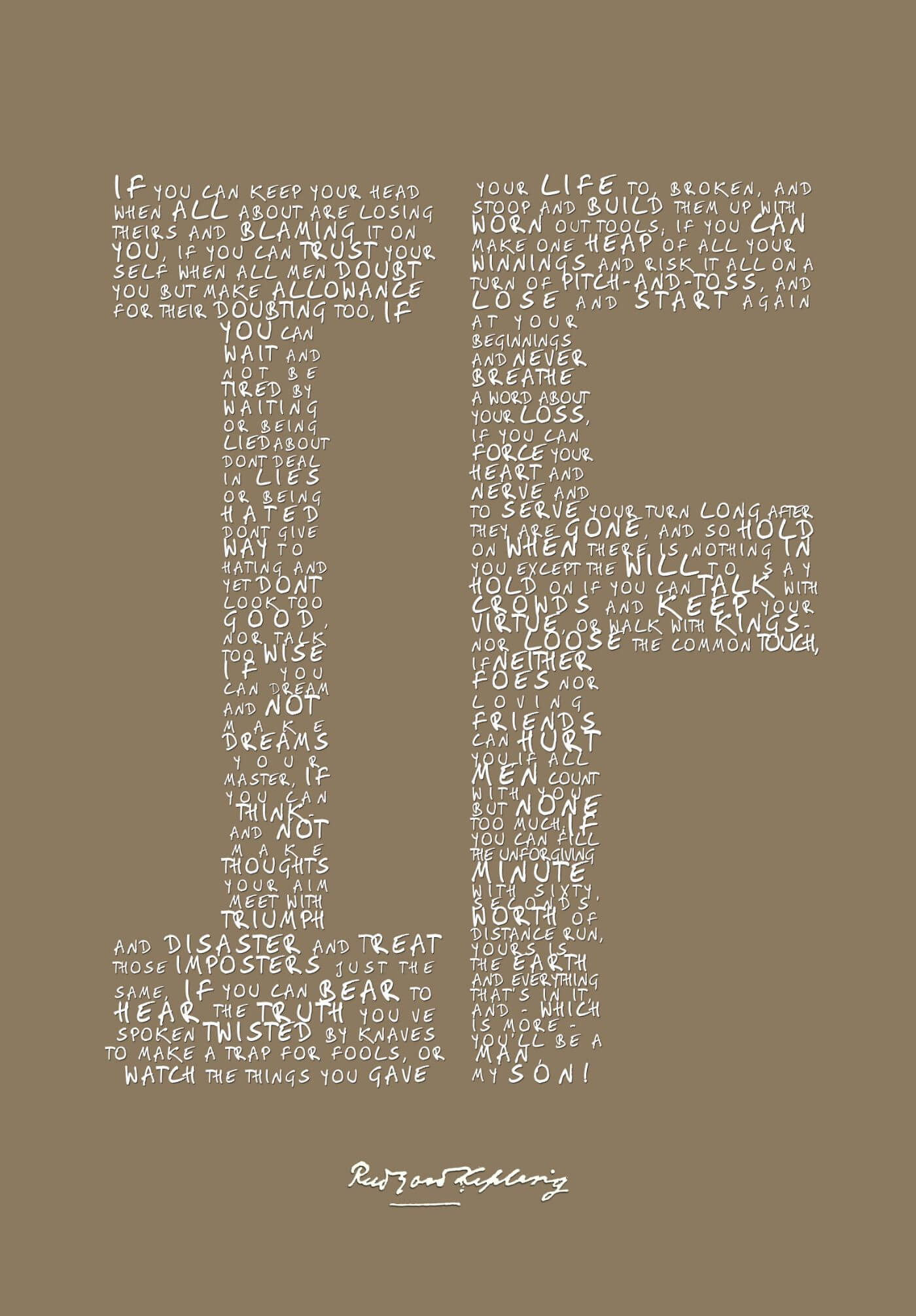 Rudyard Kipling Poem - IF - Graphic Art Poster by Tallenge Store | Buy ...