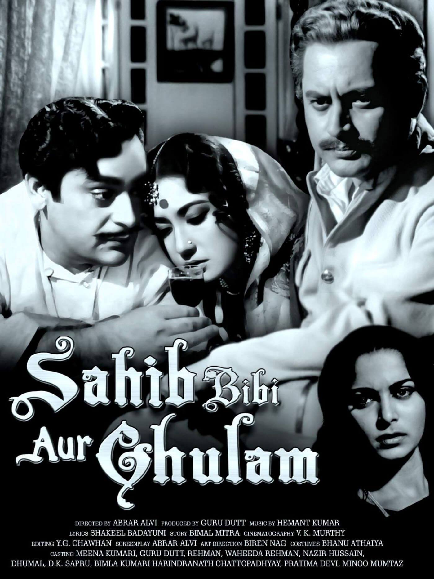 Sahib Bibi Aur Ghulam - Guru Dutt Meena Kumari - Classic Hindi Movie Poster - Bollywood ...