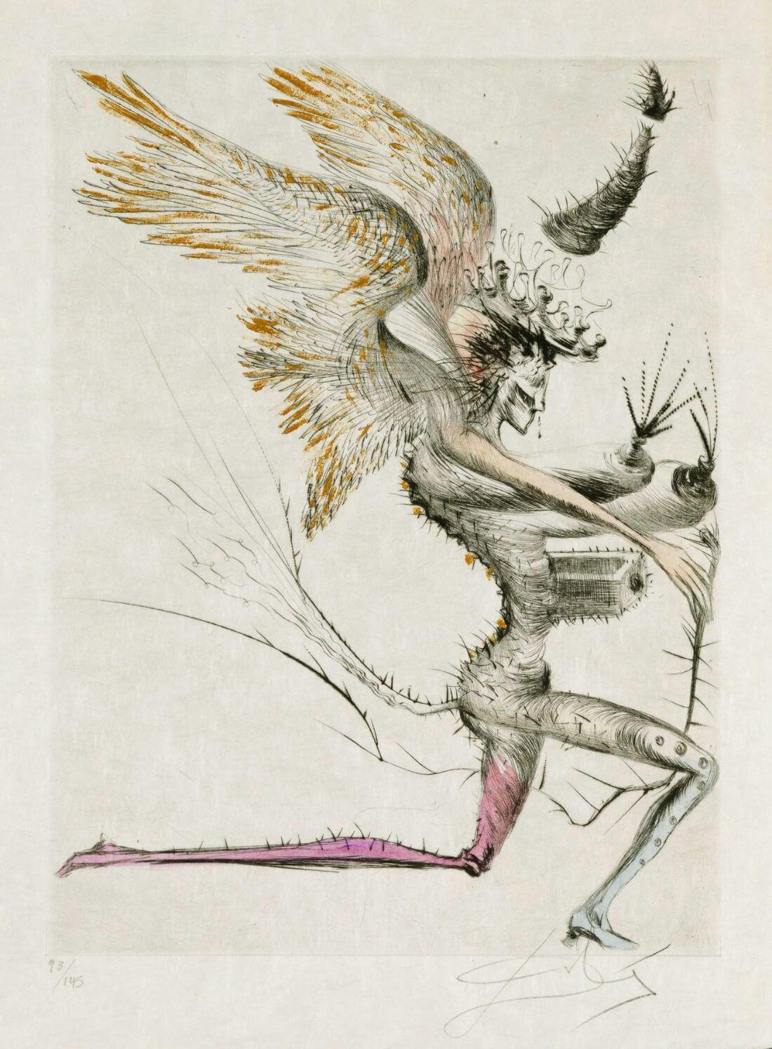 The Winged Demon (Le Demon Aile) - Salvador Dalí Ink Sketch by Salvador ...