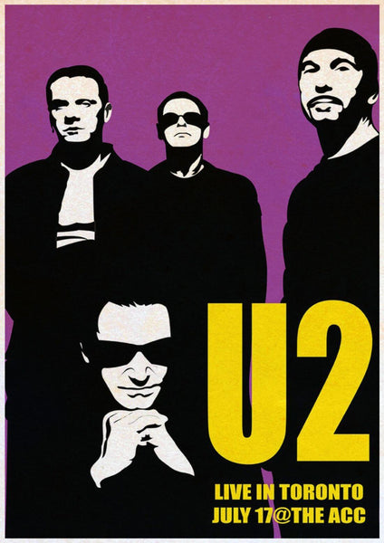 U2 Live in Toronto - Retro Graphic Music Concert Poster by Jacob George ...
