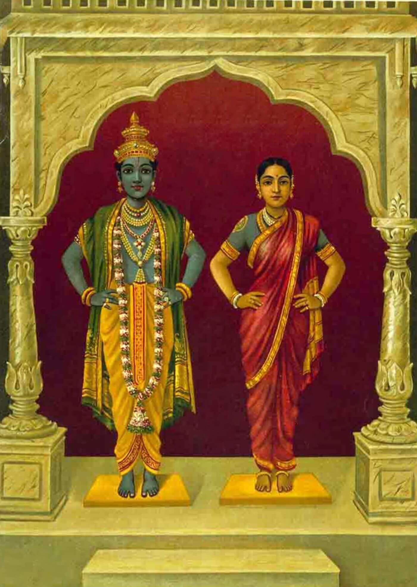 Vitthal Rukmini - Raja Ravi Varma Press - Canvas Prints by Raja Ravi ...